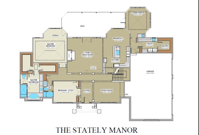 Stately Manor First Floor Plan - Winchester Home Builders